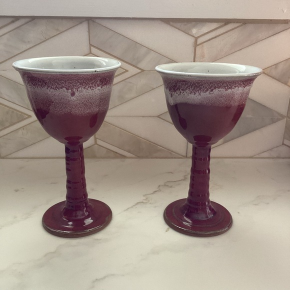 Kay Brooks | Dining | Kay Brooks Pottery Water Goblets Set Of 2 Signed ...